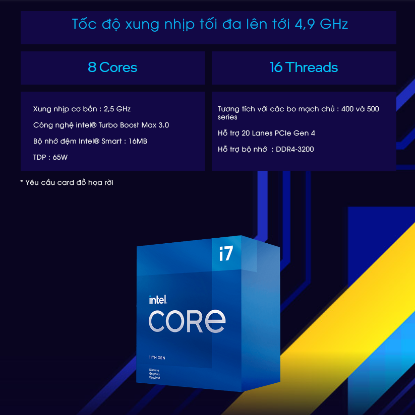 CPU Intel Core i7 11700F (2.5GHz up to 4.9GHz, 8 nhân 16 luồng) | Hà ...